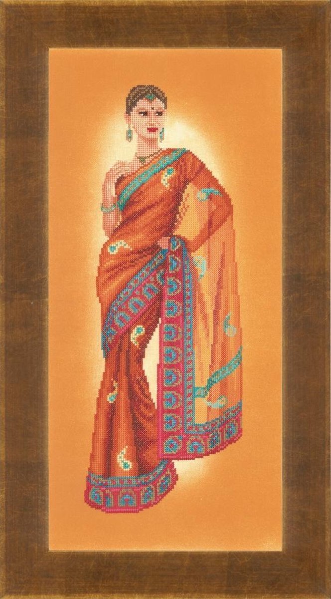 Indian lady in orange sari, pn-0145758 – Ajour